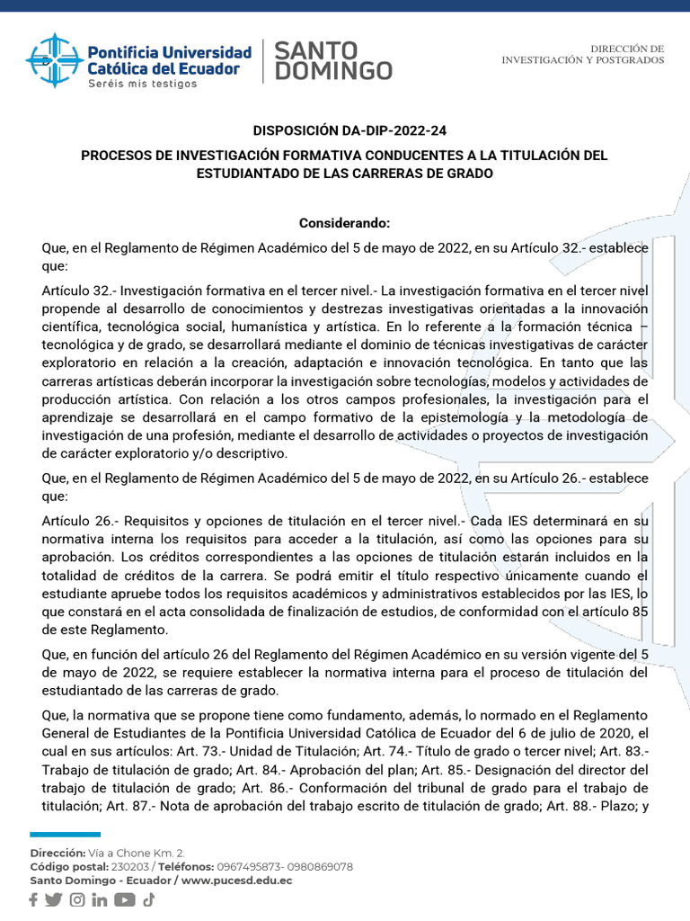 DA-DIP-2022-24 PROCESO DE TITULACIÓN | PDF | Regulación | Maestros