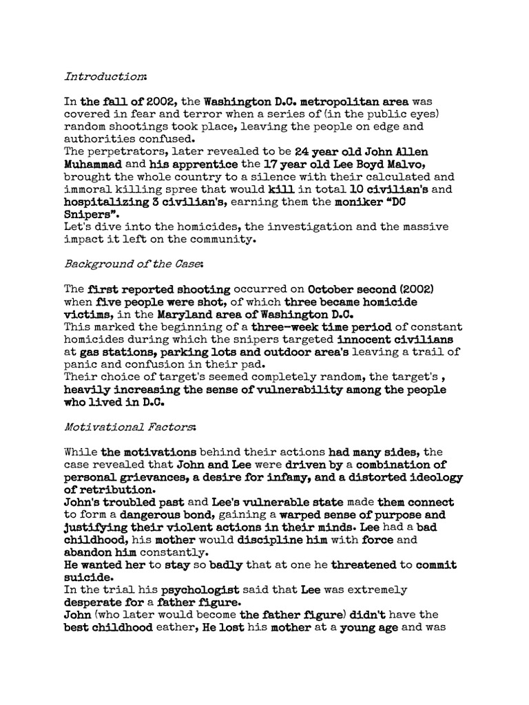 Unraveling The Menaces - The DC Snipers Terror of 2002 | PDF | Deviance ...