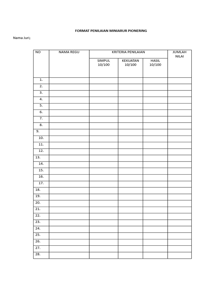 Form Penilaian Lomba | PDF