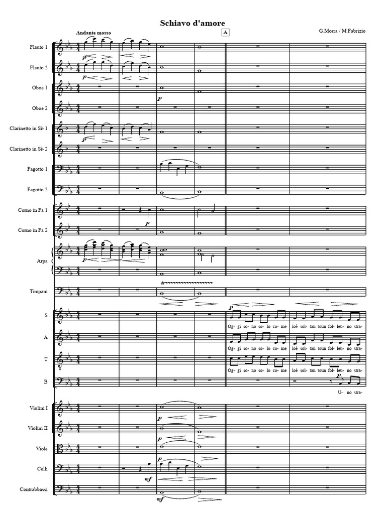 Schiavo D'amore - PARTITURA A3 | PDF