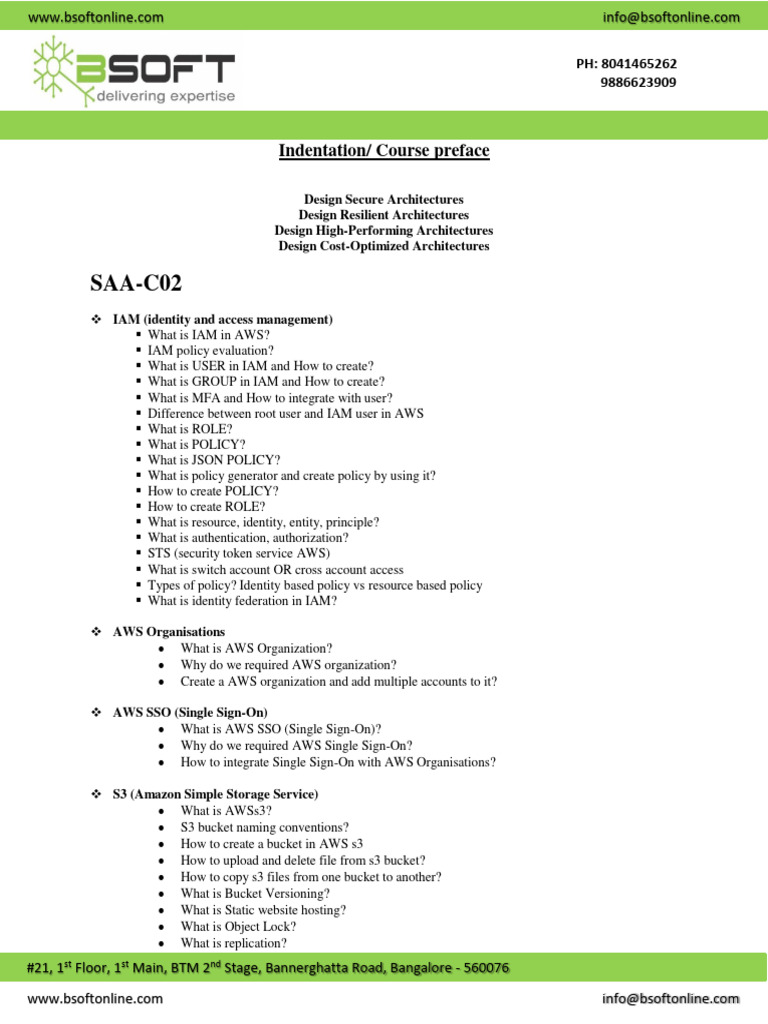 BSOFT AWS - Cloud SYLLABUS 2022 | PDF