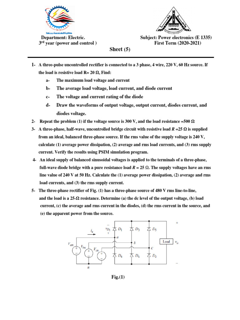 Sheet 5 | PDF | Rectifier | Root Mean Square