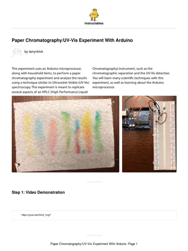 Paper ChromatographyUV Vis Experiment With Arduino | PDF