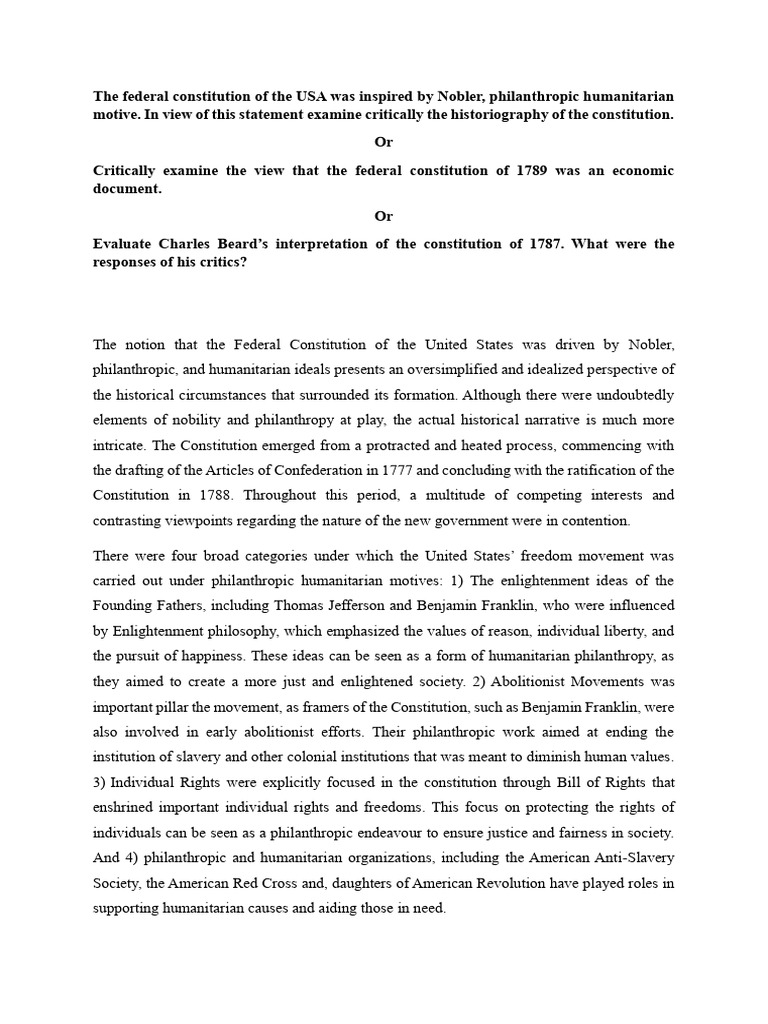 The Federal Constitution of The USA Was Inspired by Nobler-1 | PDF