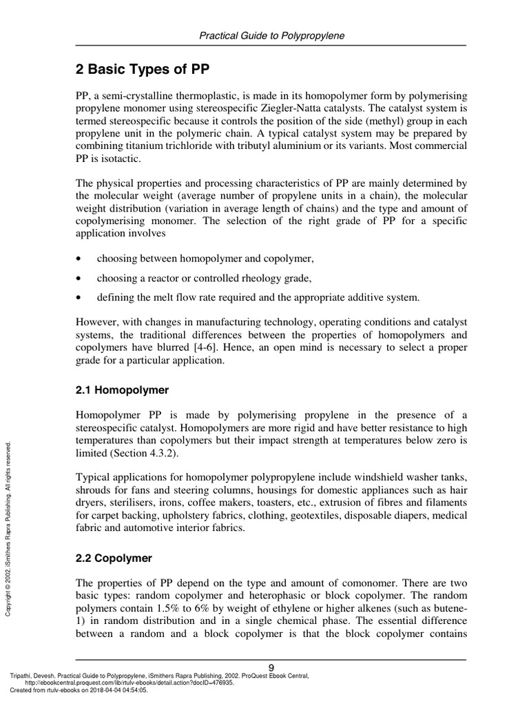 Practical Guide To Polypropylene 2 Basic | PDF | Polymers | Copolymer