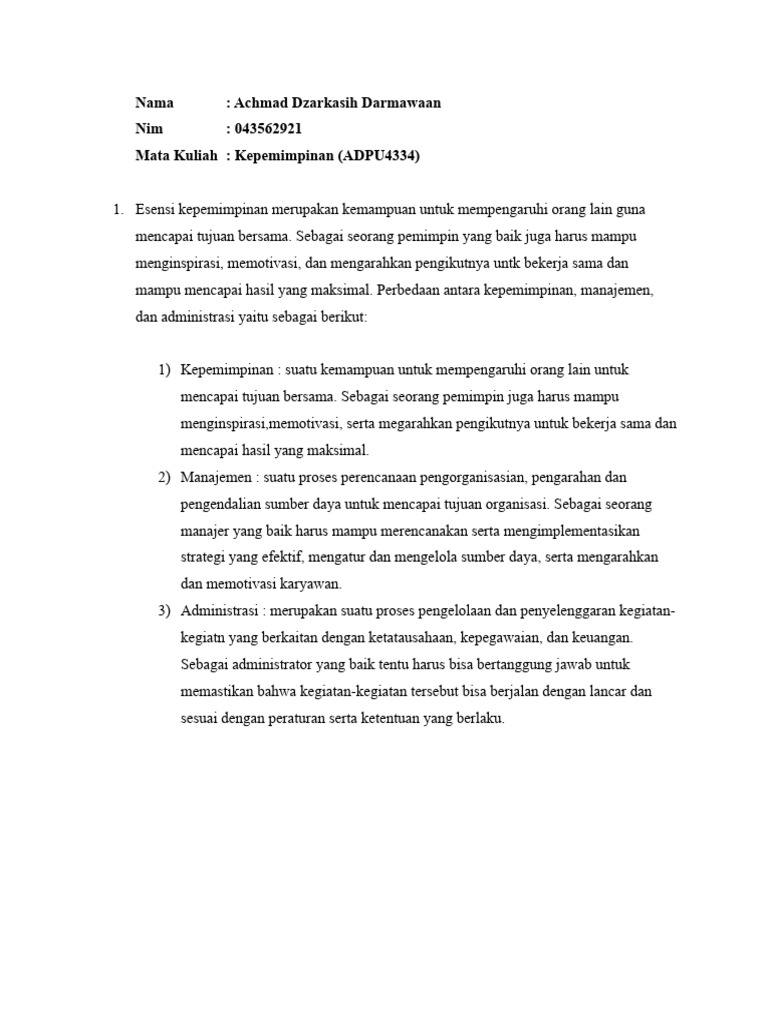 Tugas 1 - Adpu 4334 | PDF