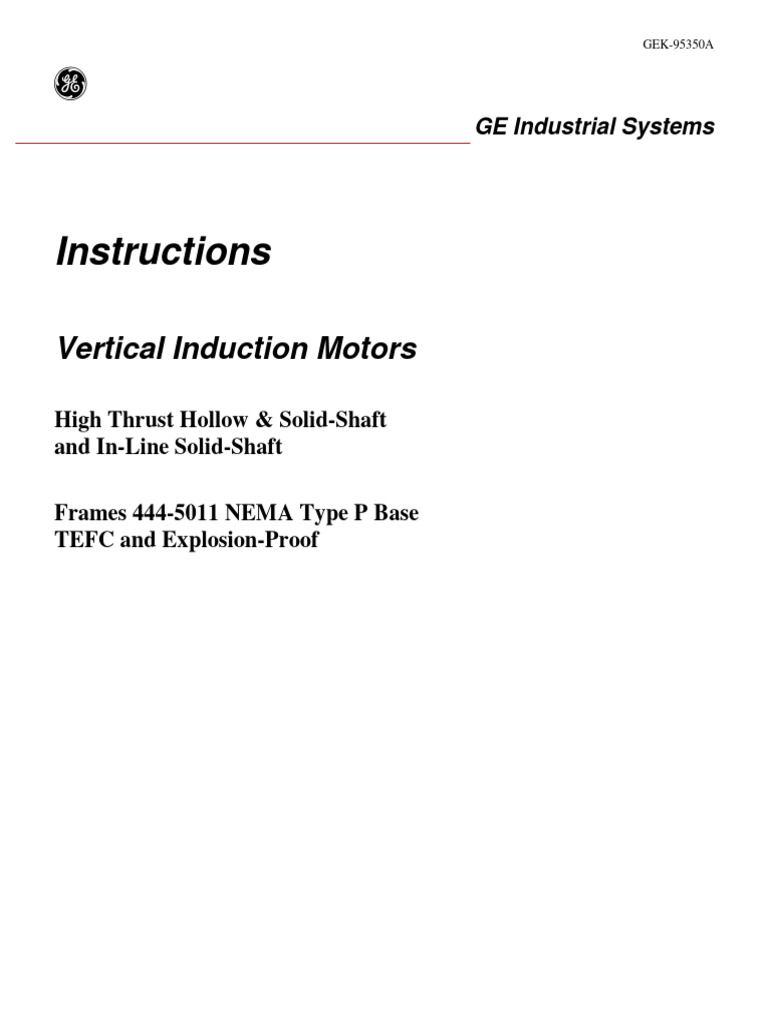 GE Vertical Motor Instruction | PDF