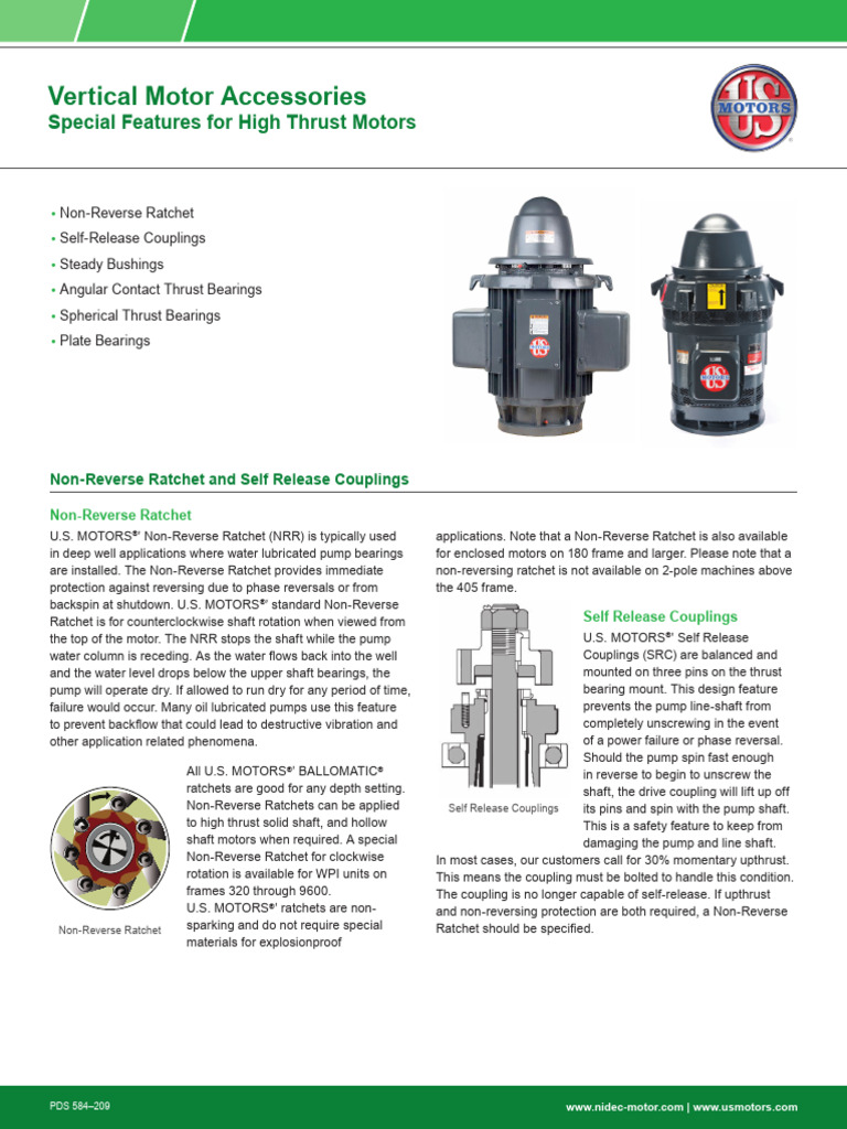 Motor - Non Revese Ratchet and Bearings | PDF