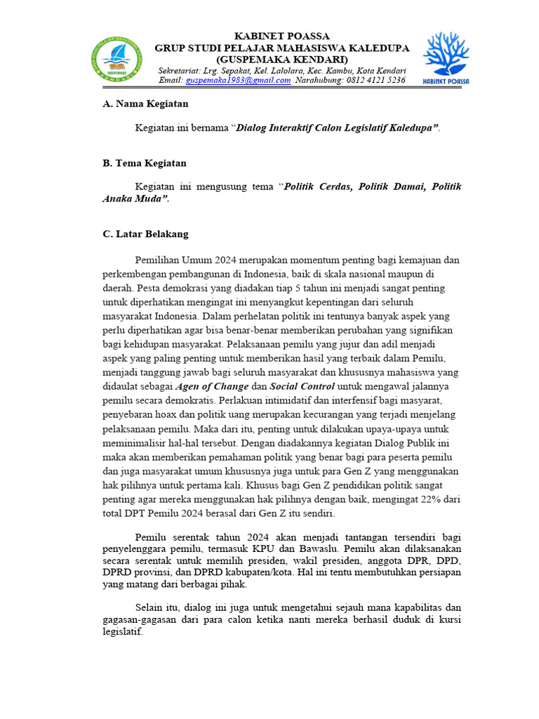 Proposal Dialog Publik Legislatif | PDF