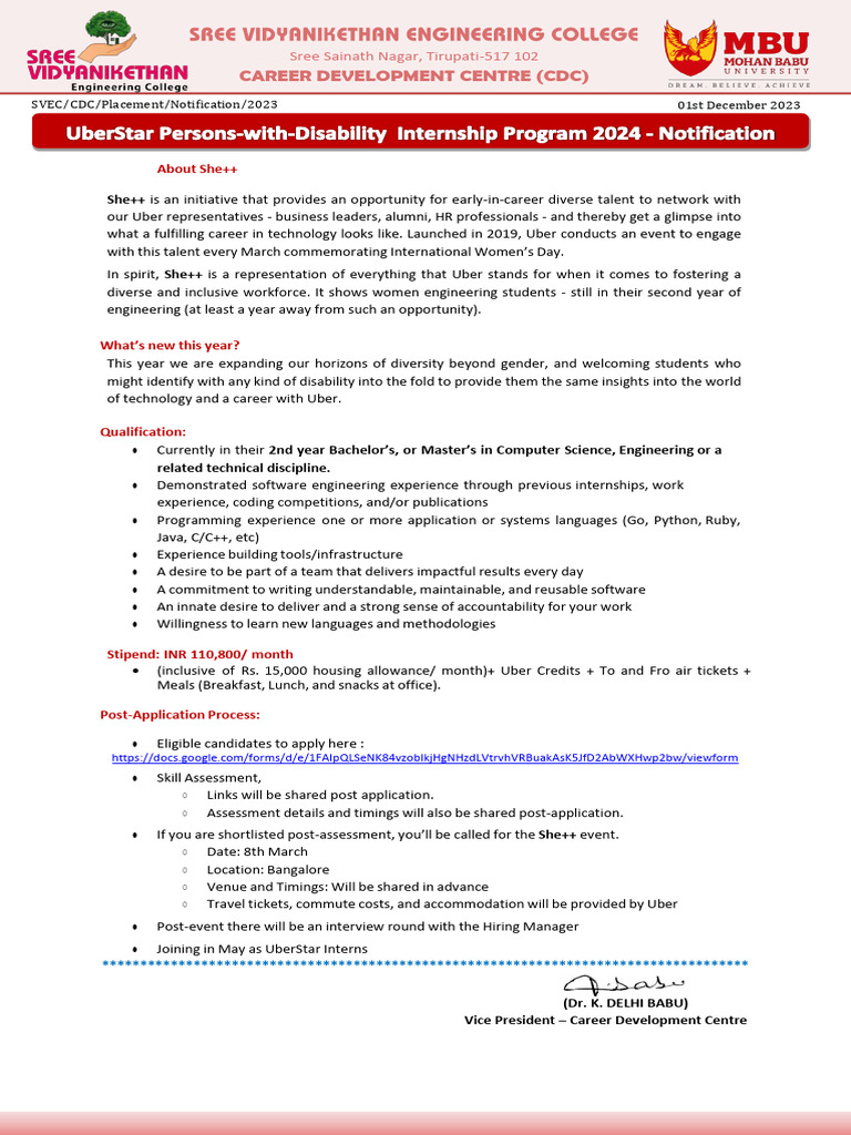 UberStar_PWD_Internship_2026 -batch_ Notification_New | PDF | Engineering | Computing