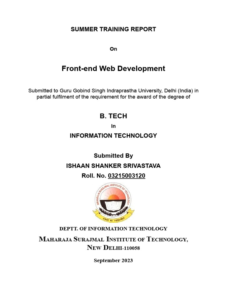 SUMMER TRAINING File | PDF