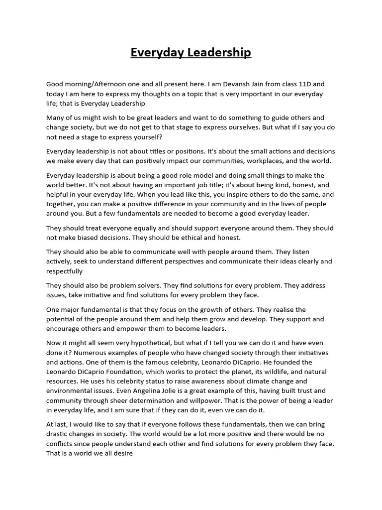 Everyday Leadership | Download Free PDF | Leadership