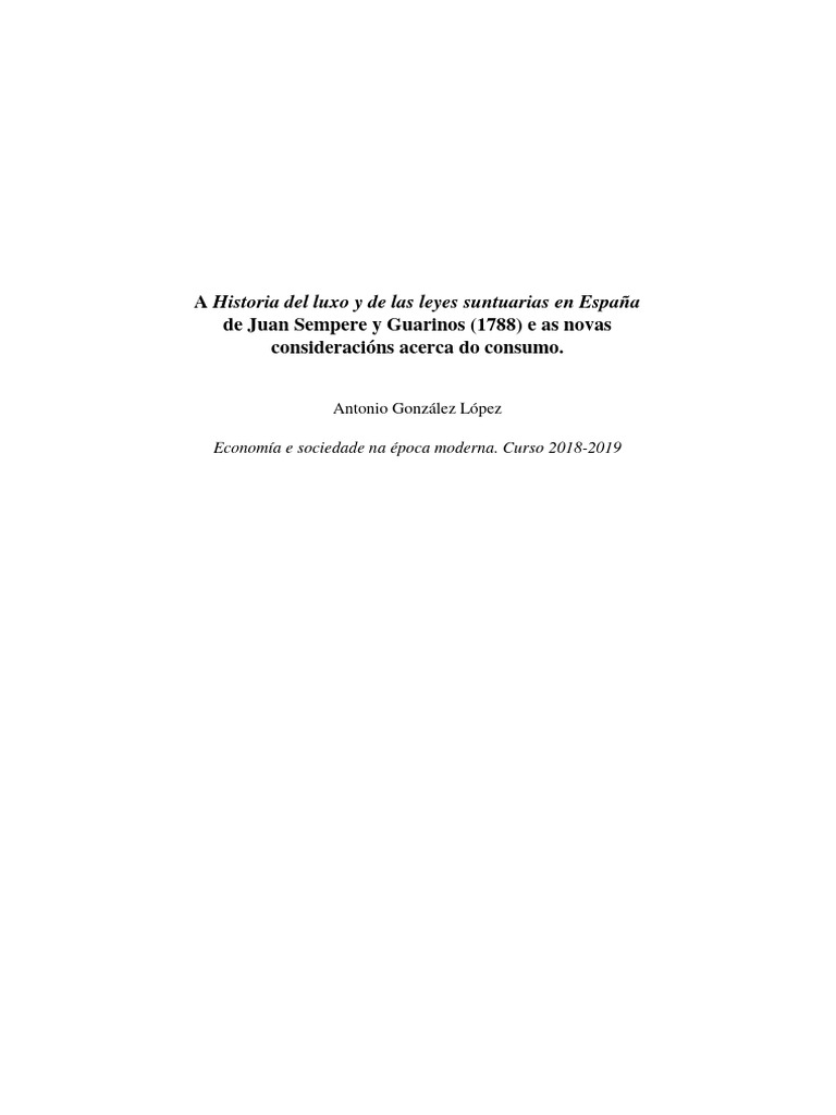 Comentario Historia Del Luxo... Sempere y Guarinos | PDF
