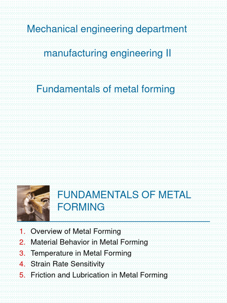 1 Fundamentals of Metal Forming | PDF | Deformation (Engineering ...