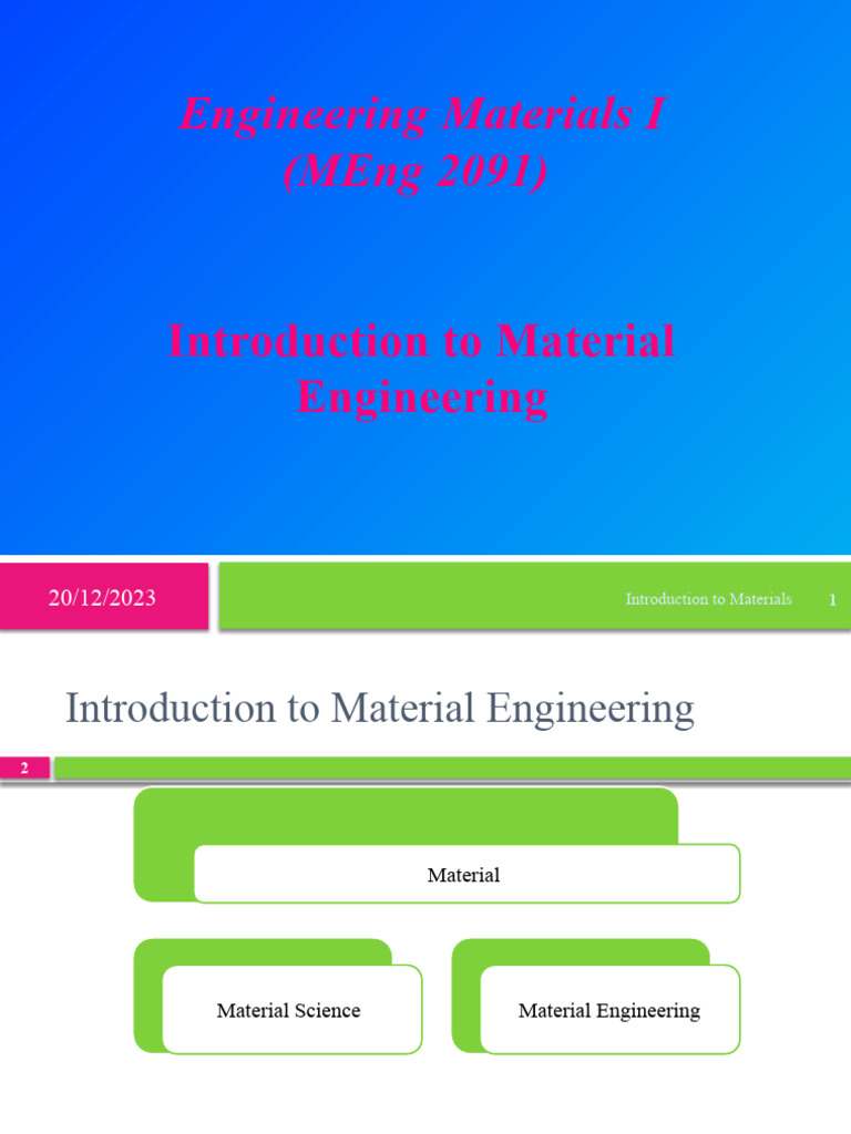 Introduction to Material Engineering | PDF | Technology & Engineering