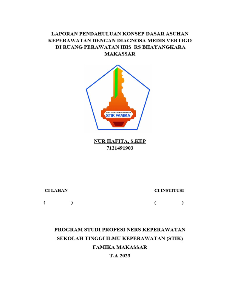 Laporan Pendahuluan Vertigo SDKI 2024 | PDF