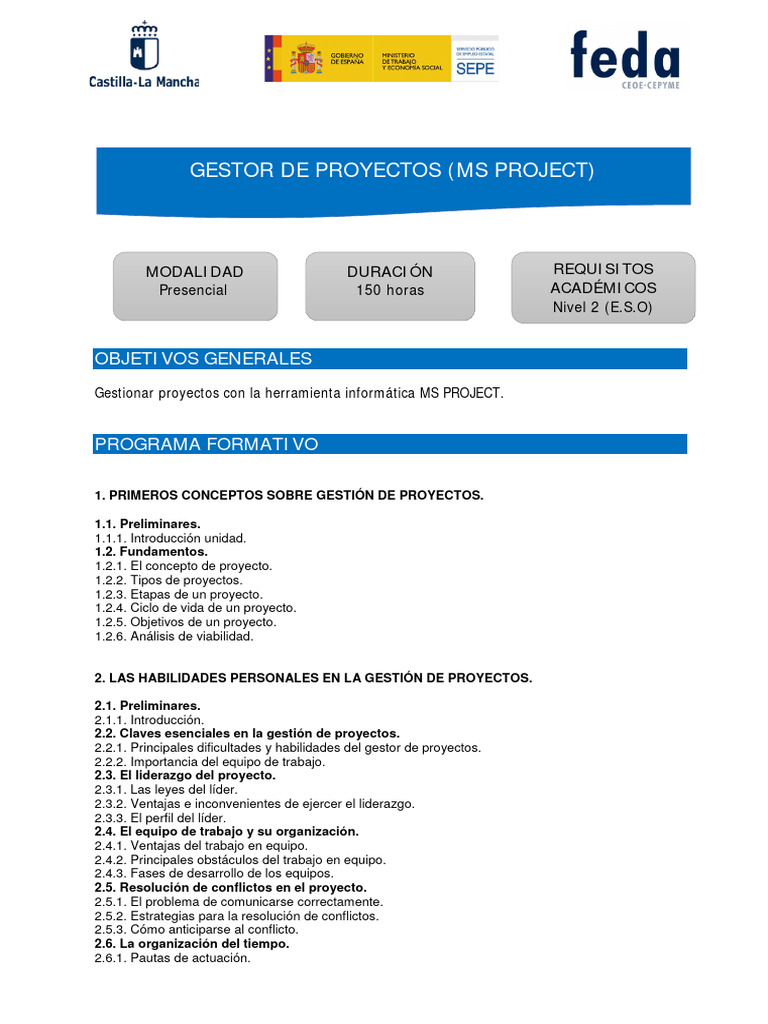 Gestor Proyectos (Ms Project) Largo | PDF