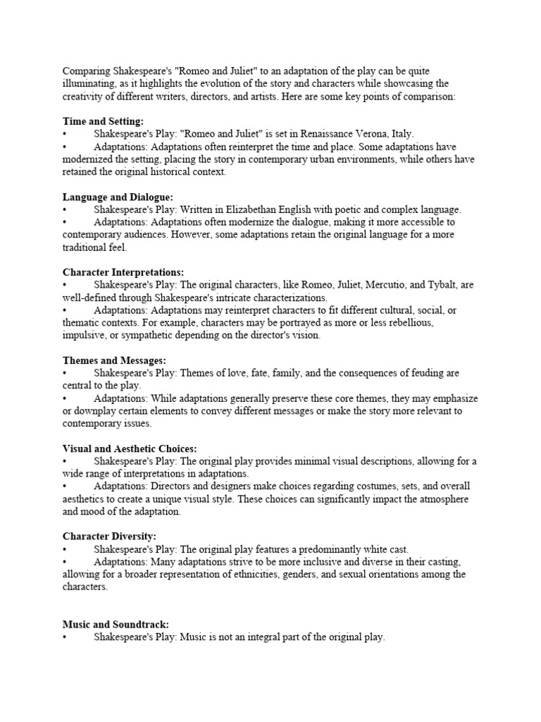 AI-Comparing Shakespeare | PDF | Romeo And Juliet | William Shakespeare