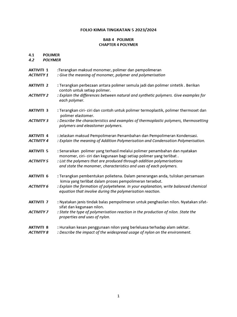 Folio Bab 4 Polimer | PDF