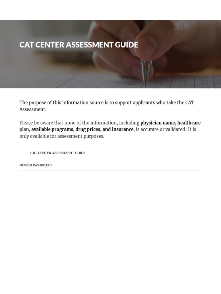 Cat Center Assessment Guide: The Purpose of This Information Source Is ...