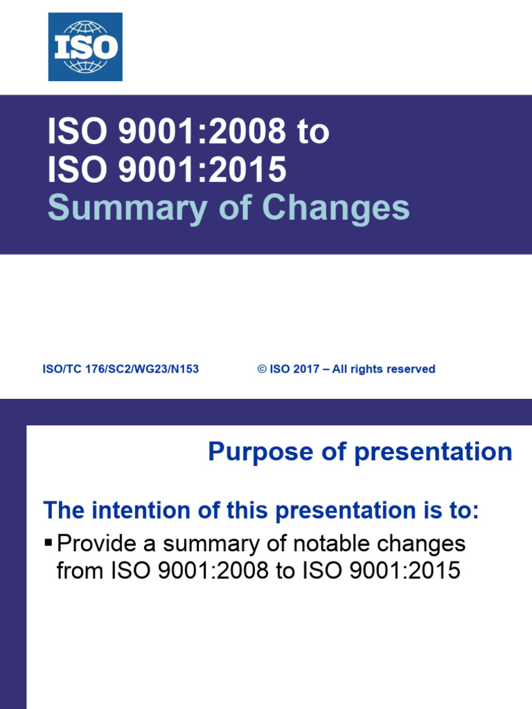 ISO9001 2015 Summary of Changes | PDF | Quality Management System | Iso 9000