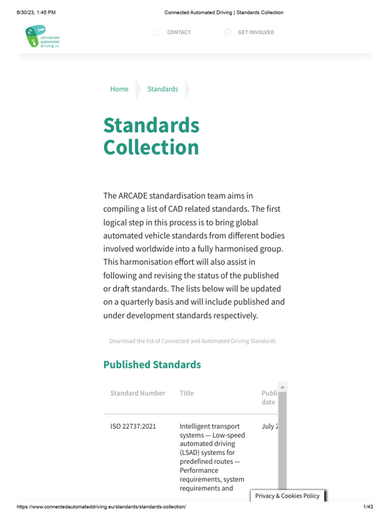 Connected Automated Driving Standards | PDF