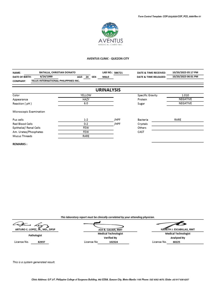 Urinalysis | PDF | Medical Specialties | Clinical Medicine
