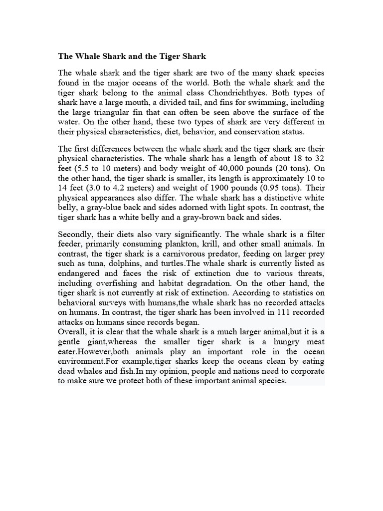 The Whale Shark and The Tiger Shark | PDF
