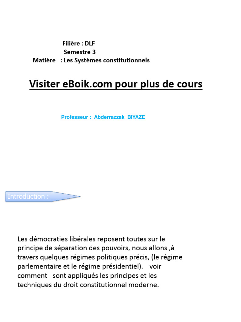 Régimes politiques : séparation des pouvoirs | PDF | Système ...