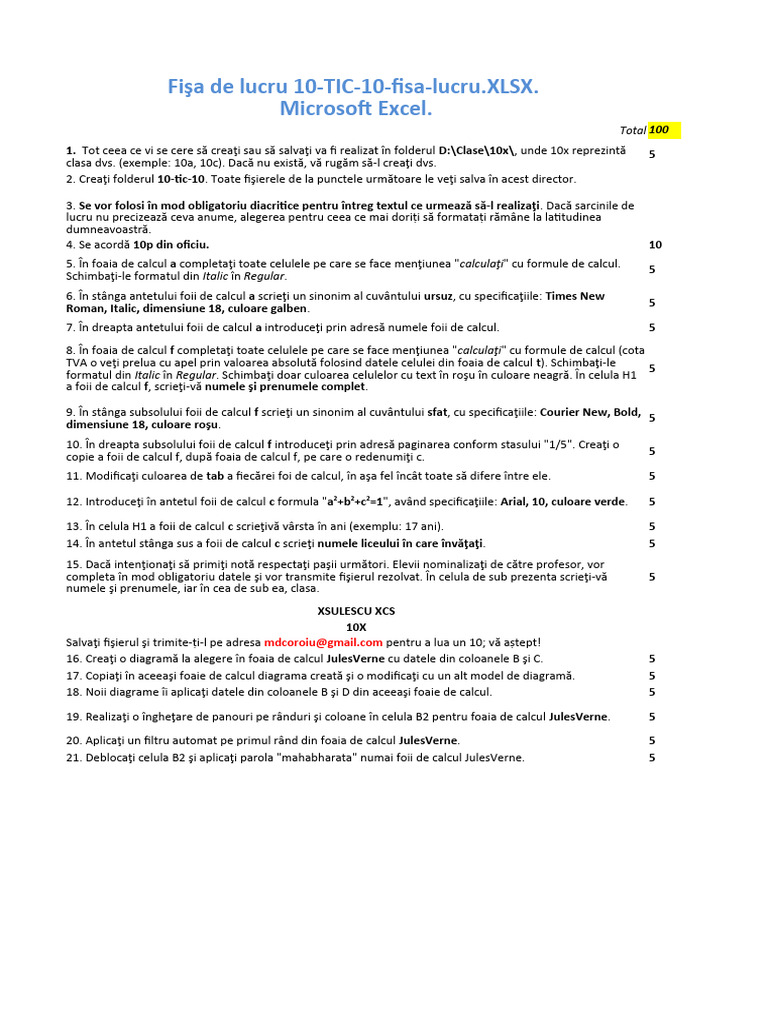 10 Tic 10 Fisa Lucru | PDF