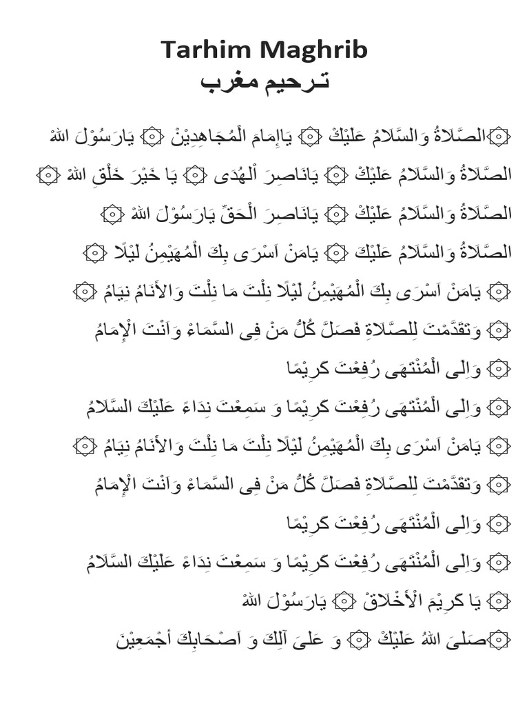 BACAAN Tarhim Maghrib Dan Subuh | PDF