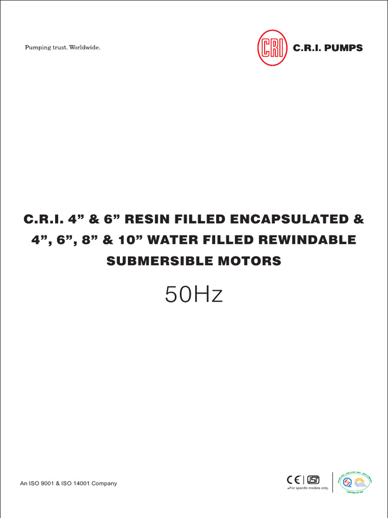 CRI Submersible Motors | PDF | Electric Motor | Bearing (Mechanical)