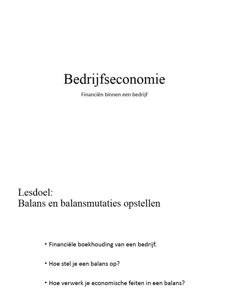 Balans en Balansmutaties | PDF