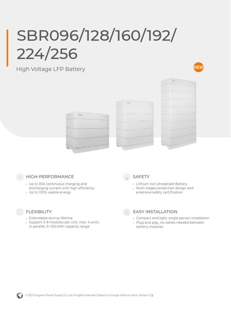 Datasheet Sungrow Sbr Battery Module 3.2kw Smr032 v02021 ENG Copie | PDF