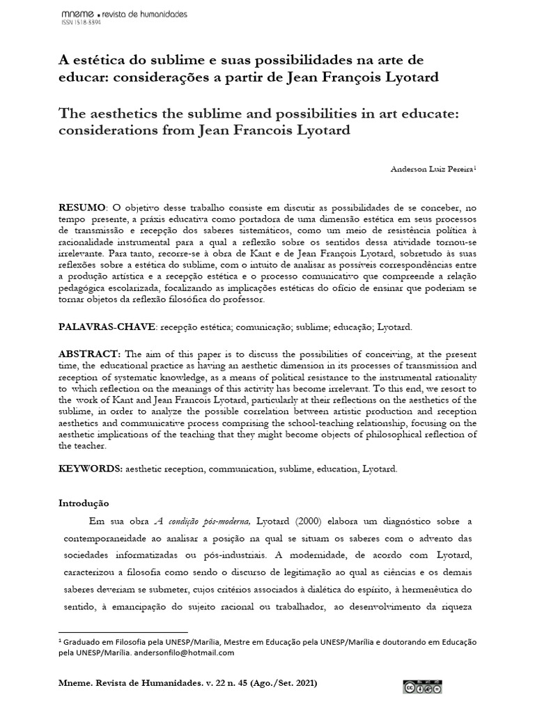 The Aesthetics The Sublime and Possibilities in Art Educate ...