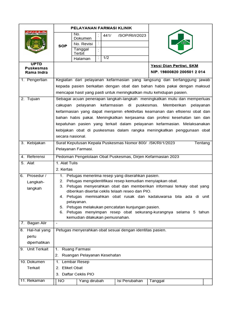 Sop Pelayanan Klinik | PDF