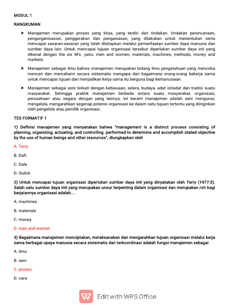 Rangkuman Asas Manajemen | PDF