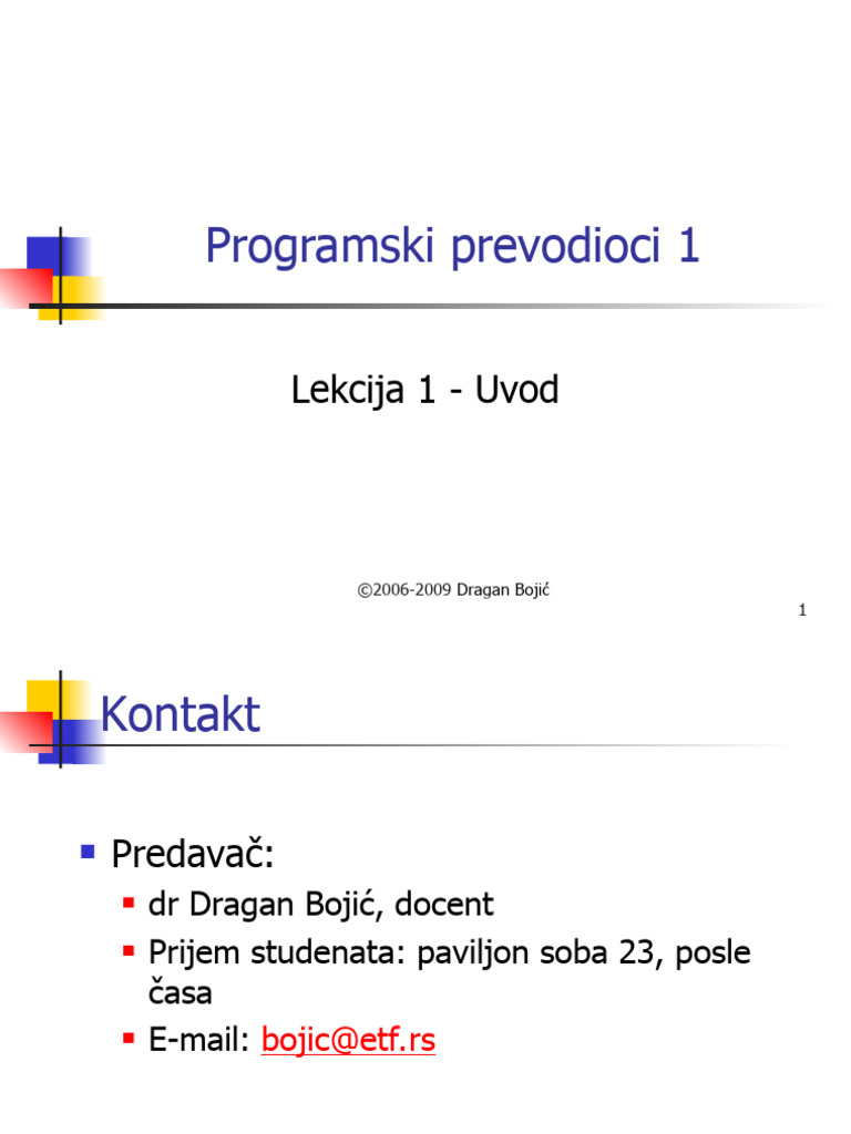 Programski Prevodioci 1: Lekcija 1 - Uvod | PDF