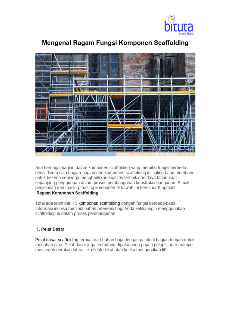 Bagian-Bagian Scaffolding | PDF