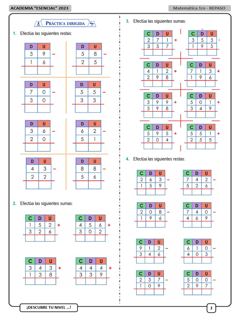 Practica 05 - Matemática 1ro REPASO III BIM | PDF