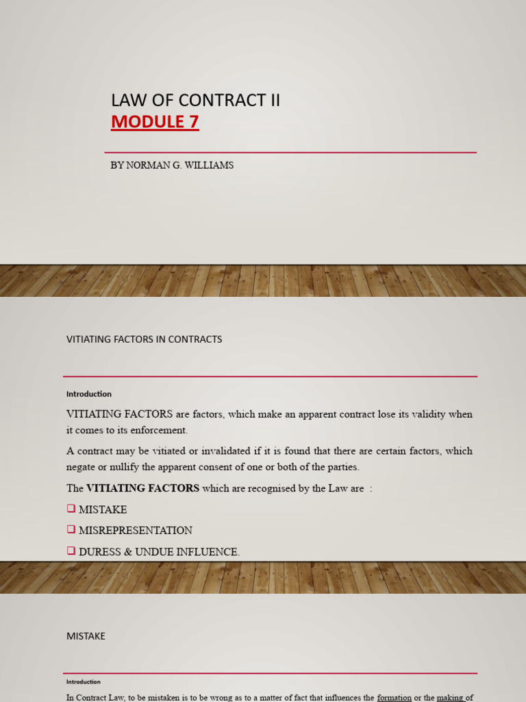 Slides - Vitiating Factors Part 2 | PDF | Offer And Acceptance | Void (Law)
