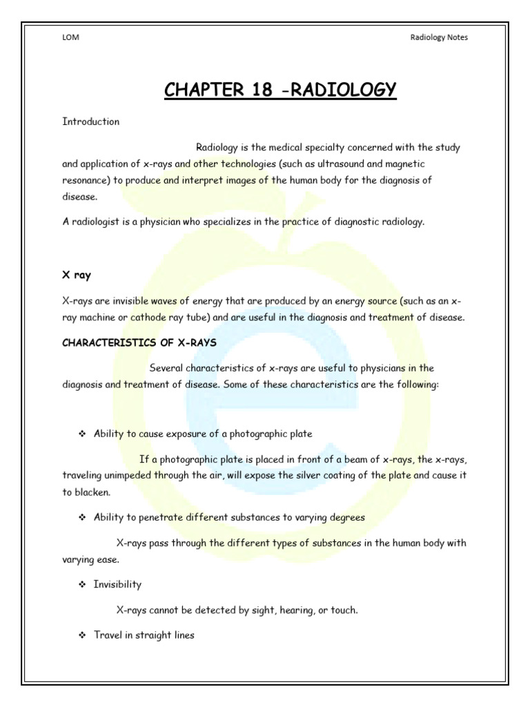 Radiology Notes | PDF | Radiology | Anatomical Terms Of Motion
