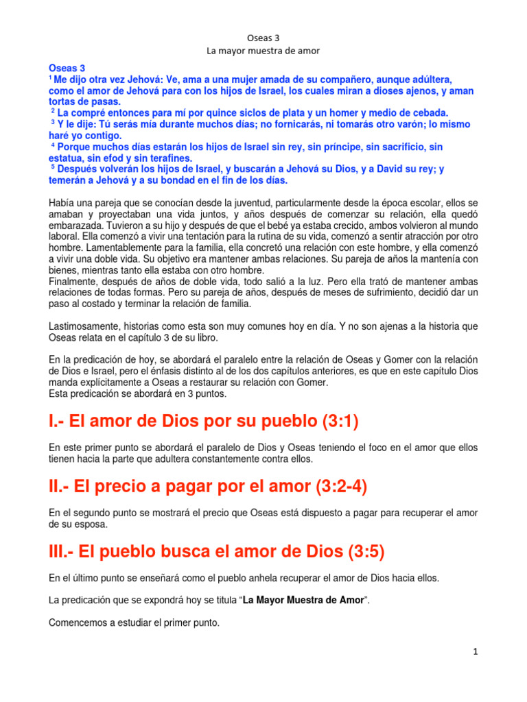 Oseas 3 - La Mayor Muestra de Amor | PDF | Cristo (título) | Amor