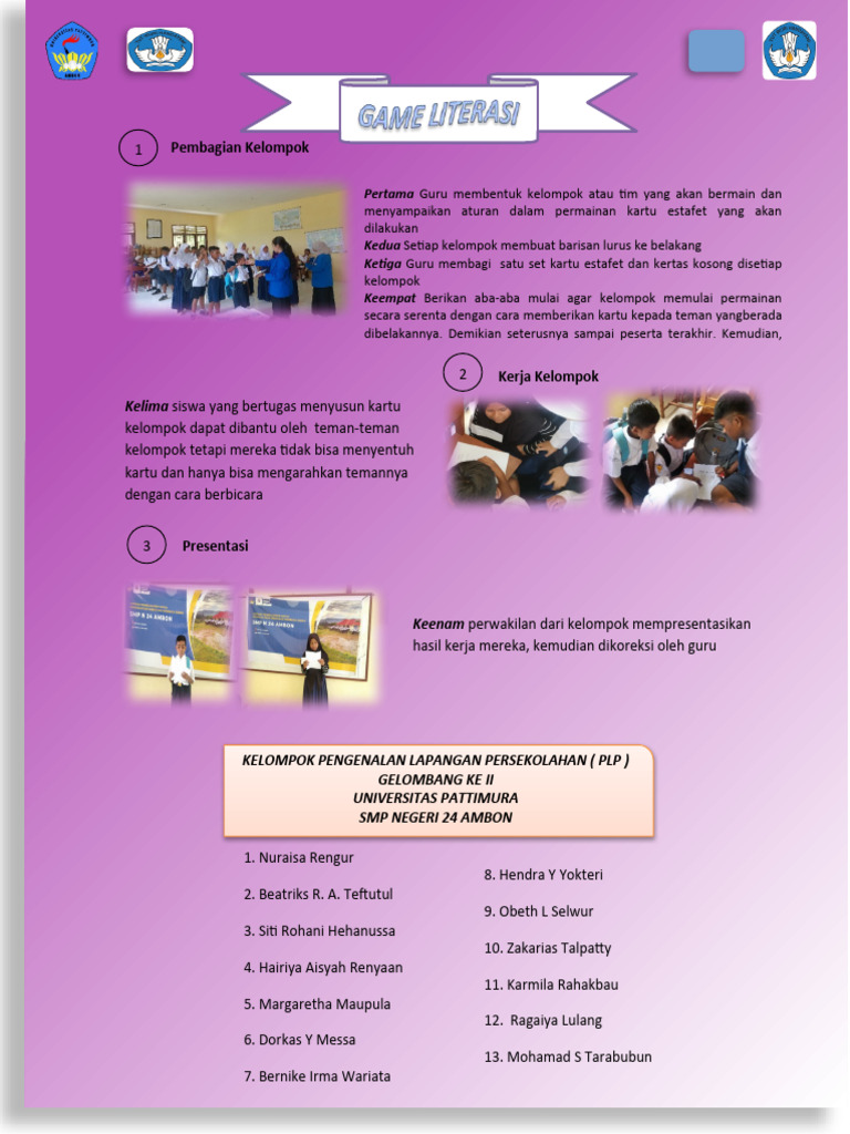 Poster Pembelajaran PLP SMP N. 24 Ambon | PDF