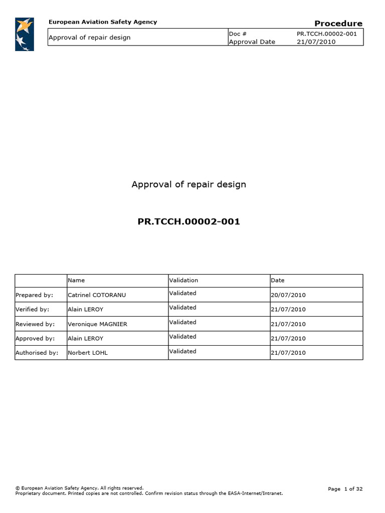 EASA Approval of Repair Design | PDF | Aviation | Transport