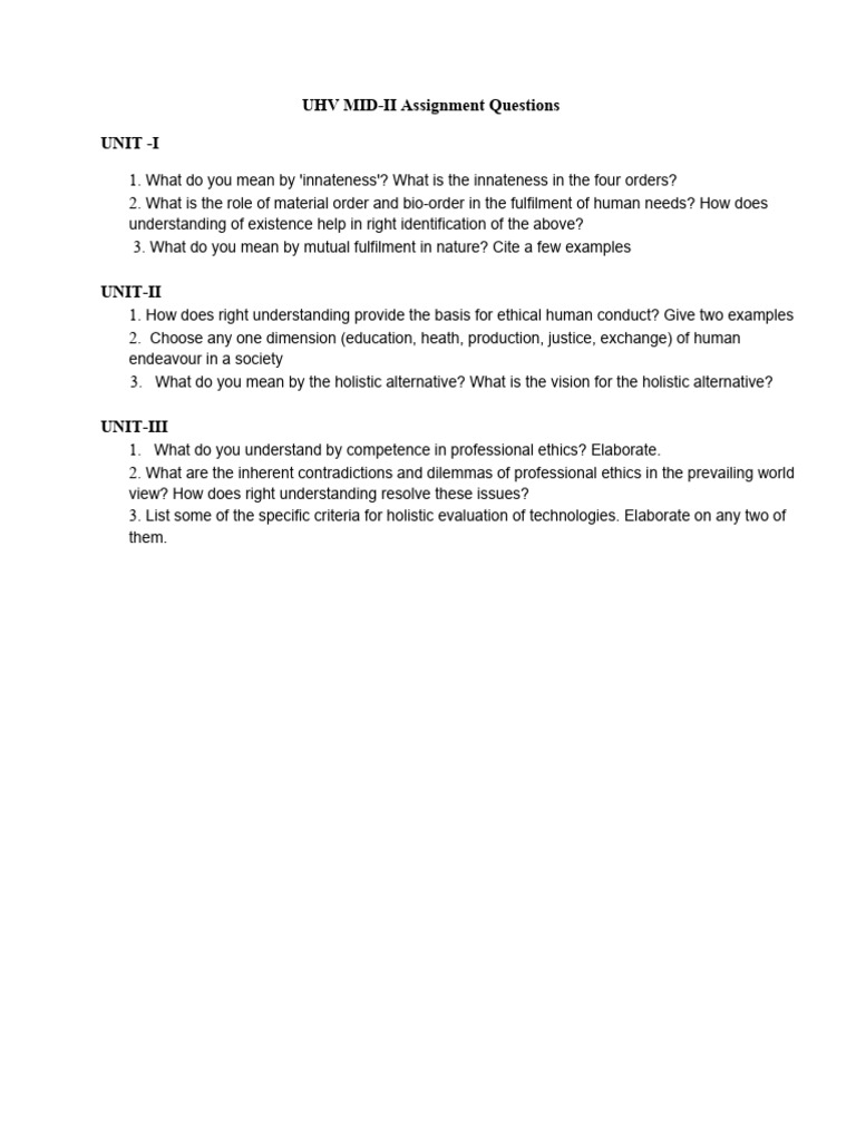 UHV - Assignment - 2 | PDF