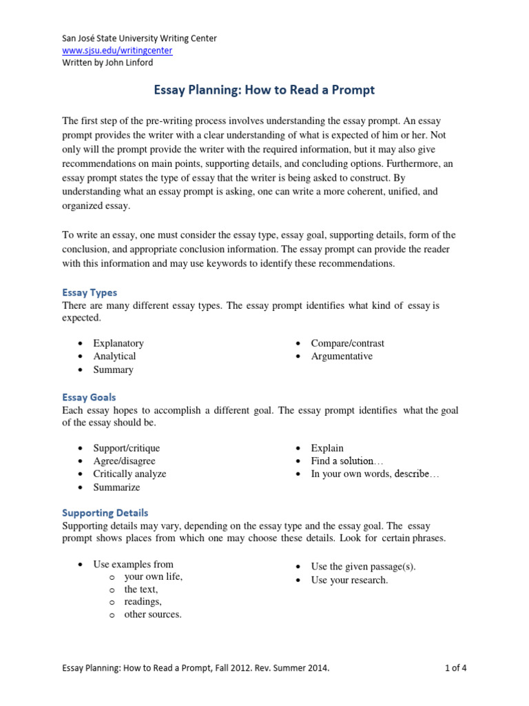 Essay Planning - How To Read A Prompt | PDF | Poetry | Essays