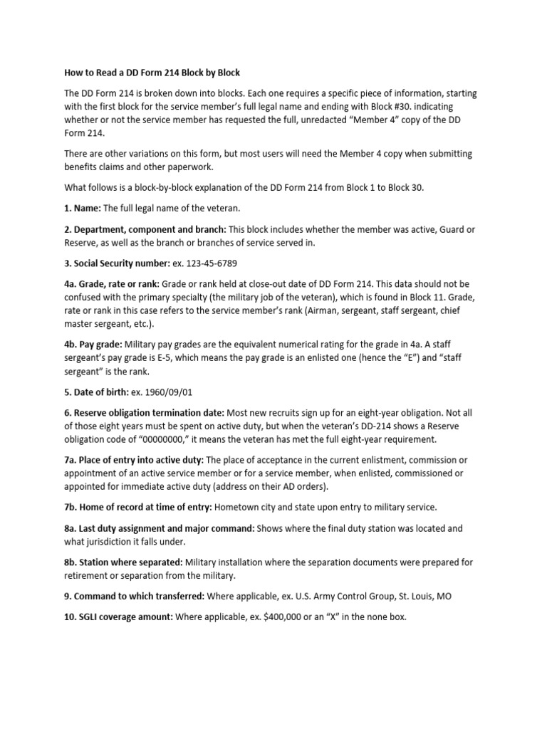 Pol 4 10 How To Read DD 214 | PDF | Military Discharge | Military