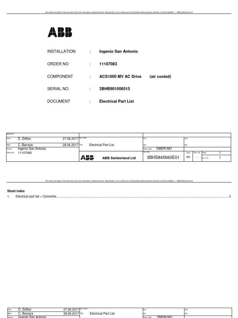 FULTON PART LIST 3BHS845660 - ZAB - E01 - 1k - A - 6515 - E | PDF | Technology & Engineering
