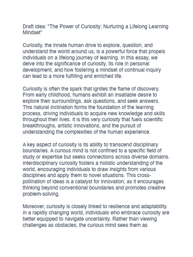 Curiosity: Key to Lifelong Learning | PDF | Curiosity | Mindset